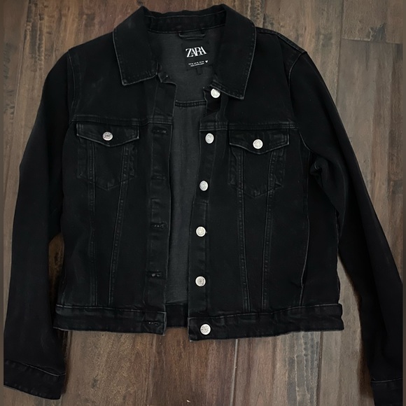 Zara | Jackets & Coats | Zara Black Denim Jacket | Poshmark